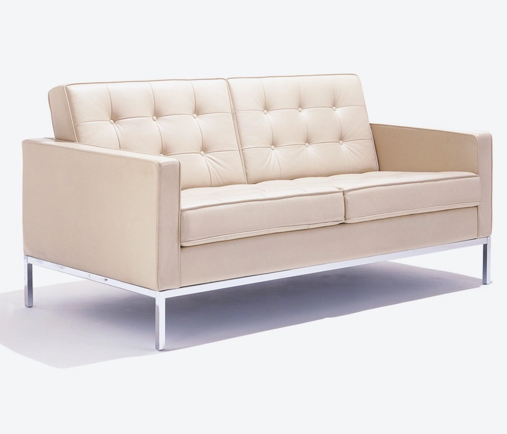 SOFÁ FK INOX DE 2 LUGARES - COURO ECOLÓGICO - Vitale Móveis